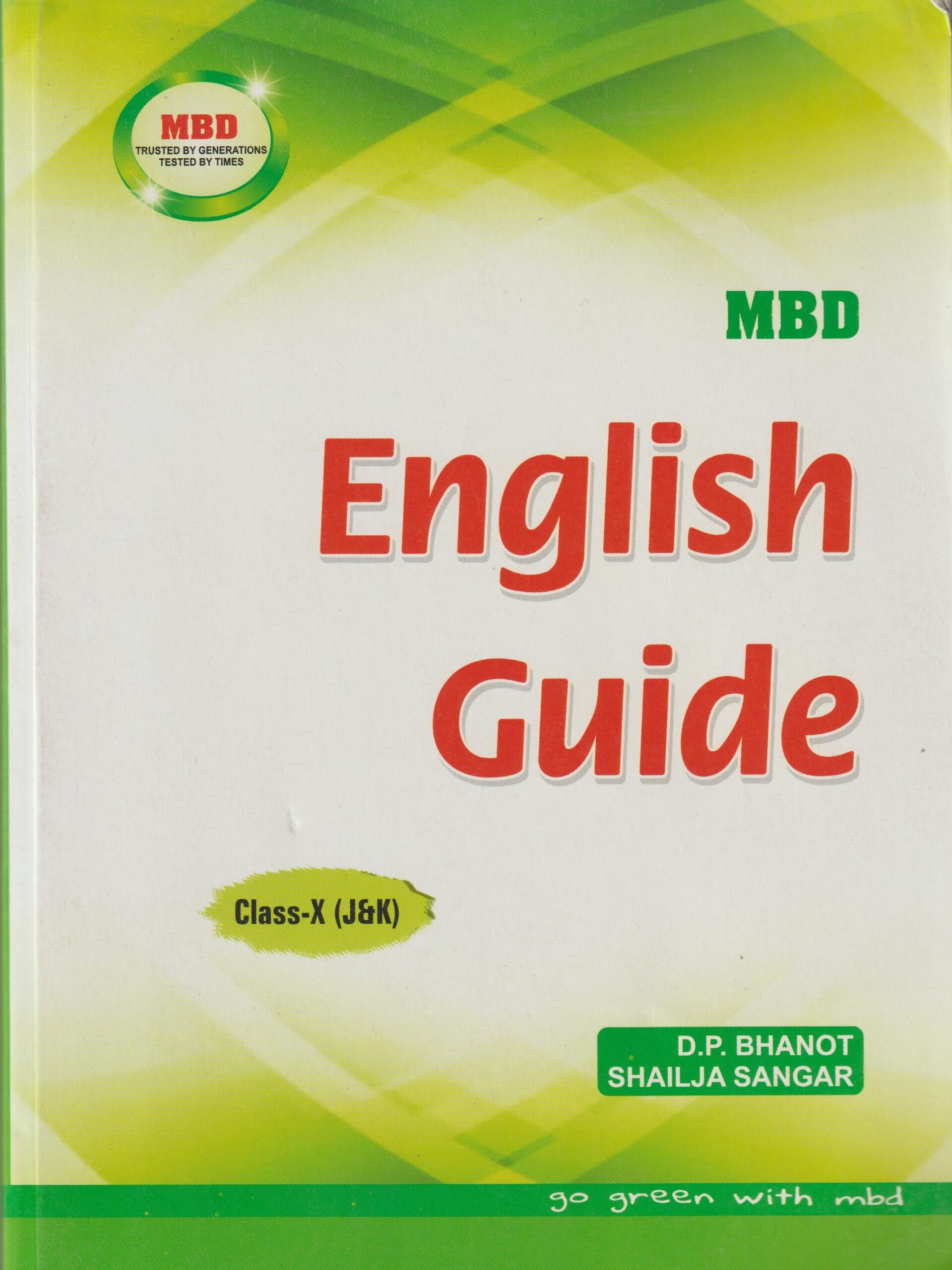 MBD English Guide Class 10th JKBOARD For Winter Summer Zone